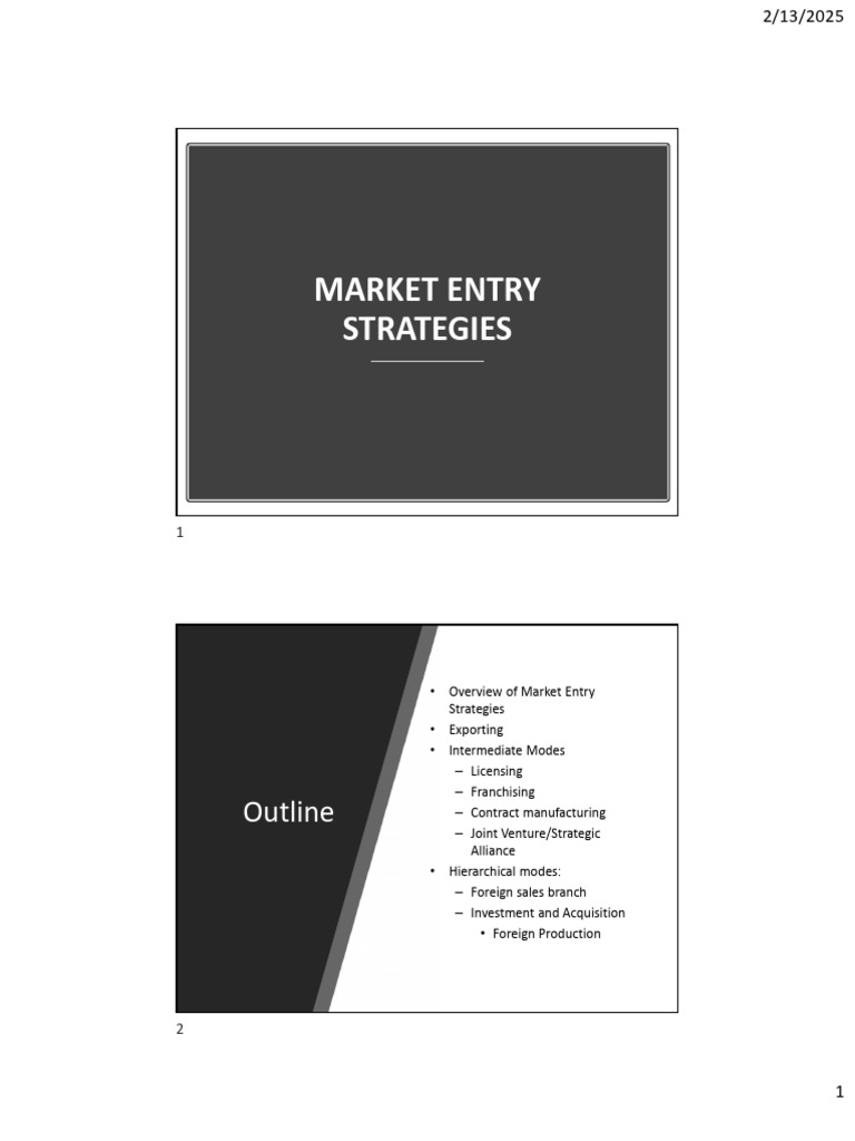 Market Entry Strategies | PDF | License | Joint Venture