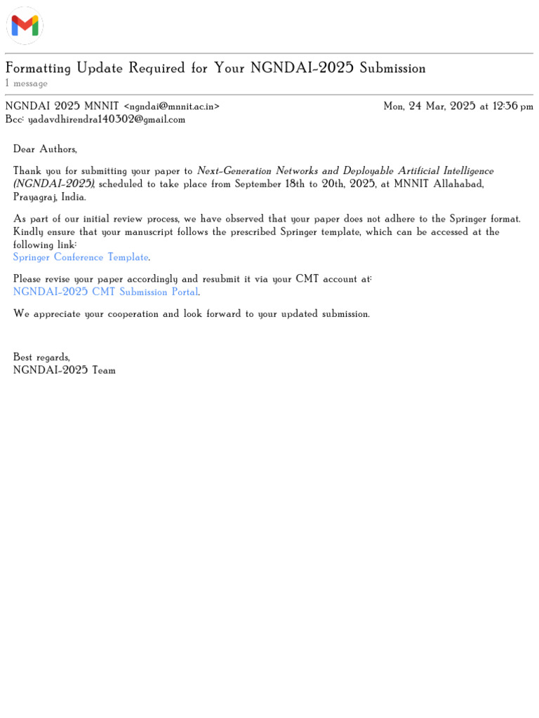 Gmail - Formatting Update Required For Your NGNDAI-2025 Submission | PDF