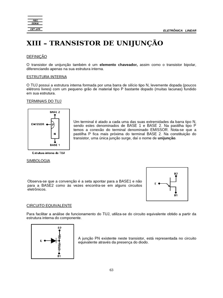 Transistor de Unijunção: Estrutura e Teste | PDF | Diodo | Eletromagnetismo