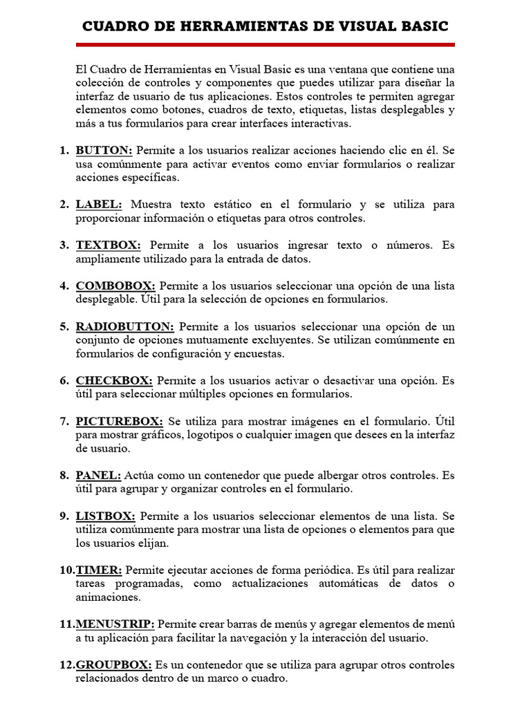 Generalidades de Visual Basic | PDF | Tipo de datos | Cadena (informática)