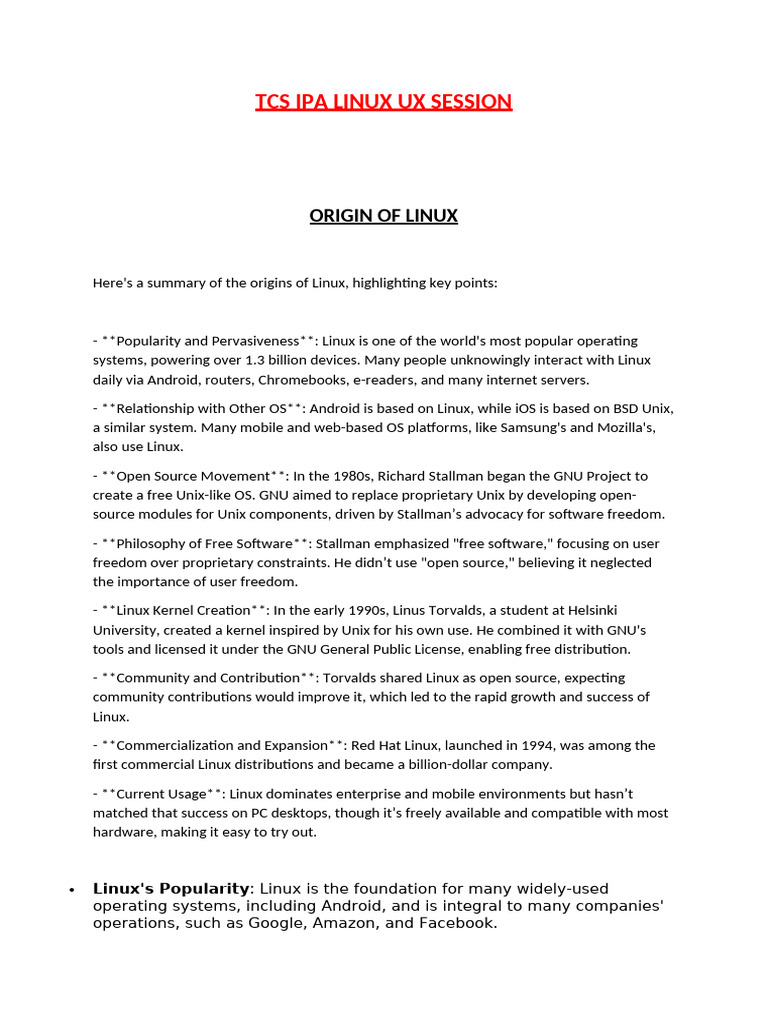 TCS Ipa Linux Ux Session | PDF | Linux Distribution | Linux