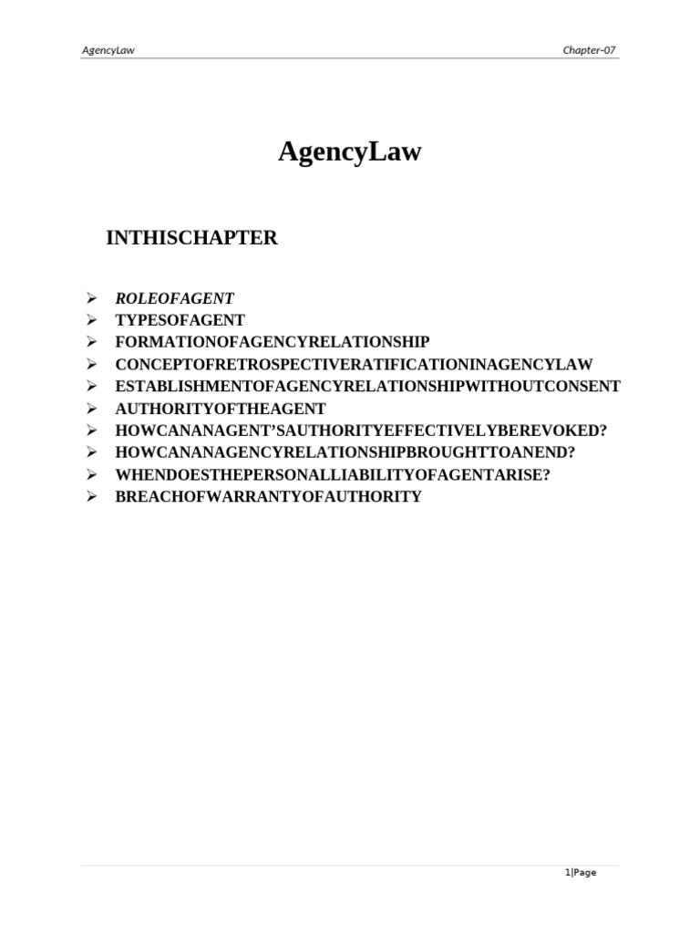 Understanding Agency Law Principles | PDF