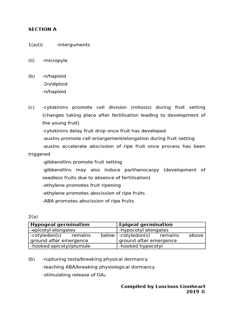 2019 Novp2 Crop Science Marking Scheme (In Progress) | PDF | Weed | Seed