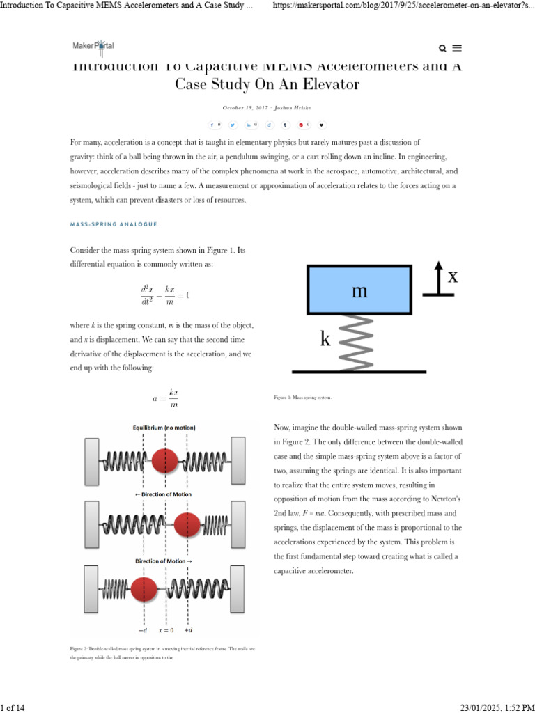 Introduction To Capacitive MEMS Accelerometers and A Case Study On An Elevator - Maker Portal ...