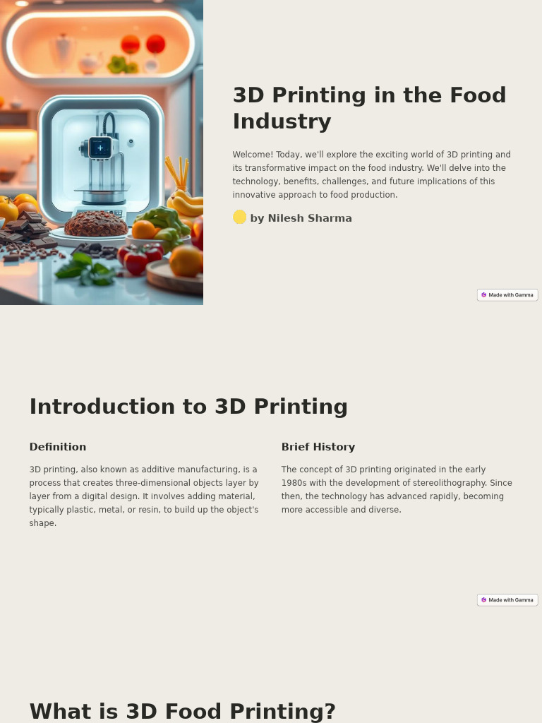 3D Printing Revolution in Food Industry | PDF | 3 D Printing