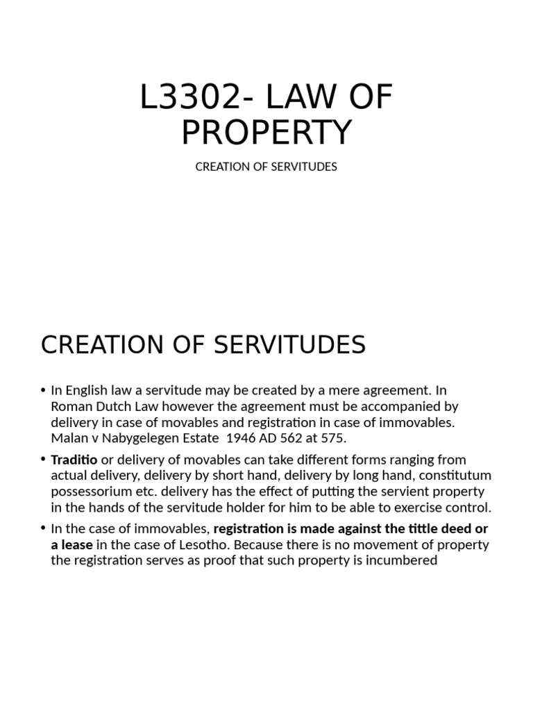 Creation of Servitudes | PDF | Environmental Law | Natural Resources Law