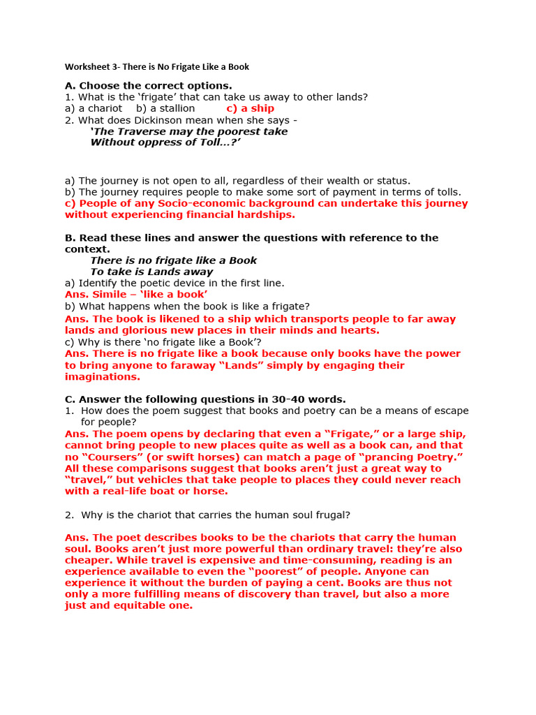 GR 7 Theres No Frigate Like A Book NOtes | PDF