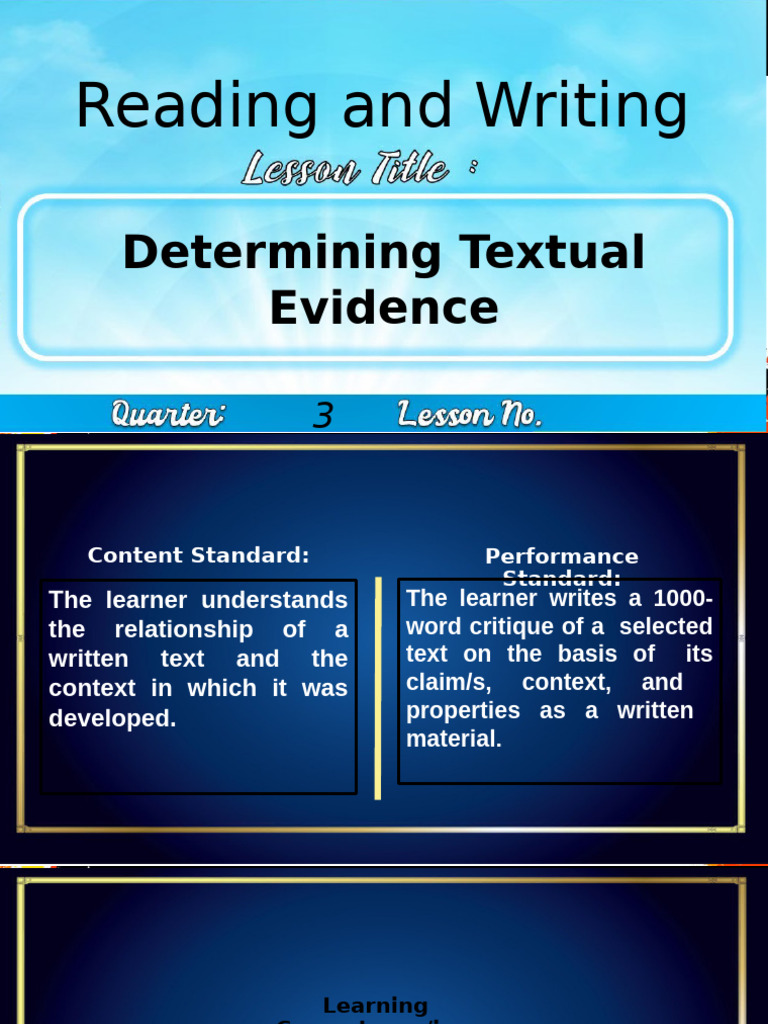 Understanding Textual Evidence in Writing | PDF | Evidence | Cognitive ...