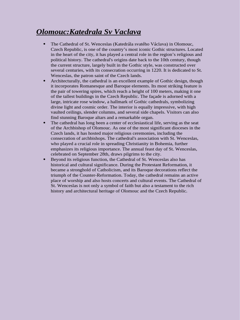Olomouc Cathedral: Gothic Heritage | PDF