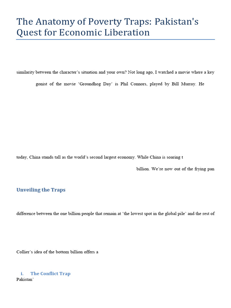 The Anatomy of Poverty Traps- Pakistan's Quest for Economic Liberation ...