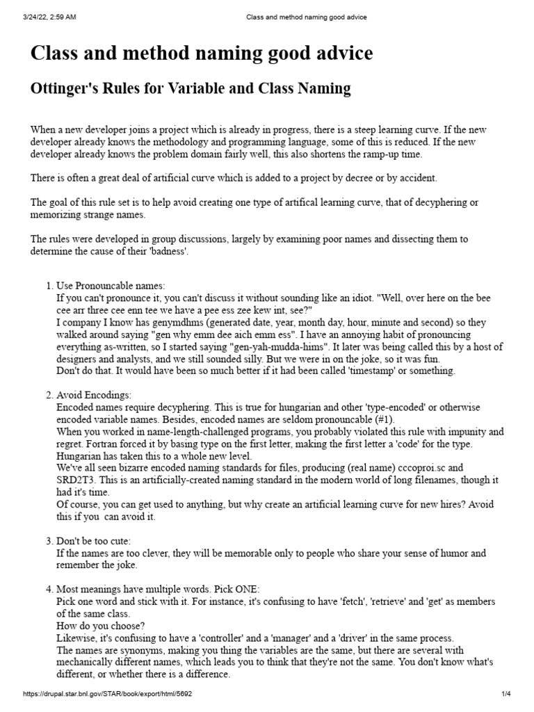 Variable and Class Naming Guidelines | PDF | Computer Programming ...
