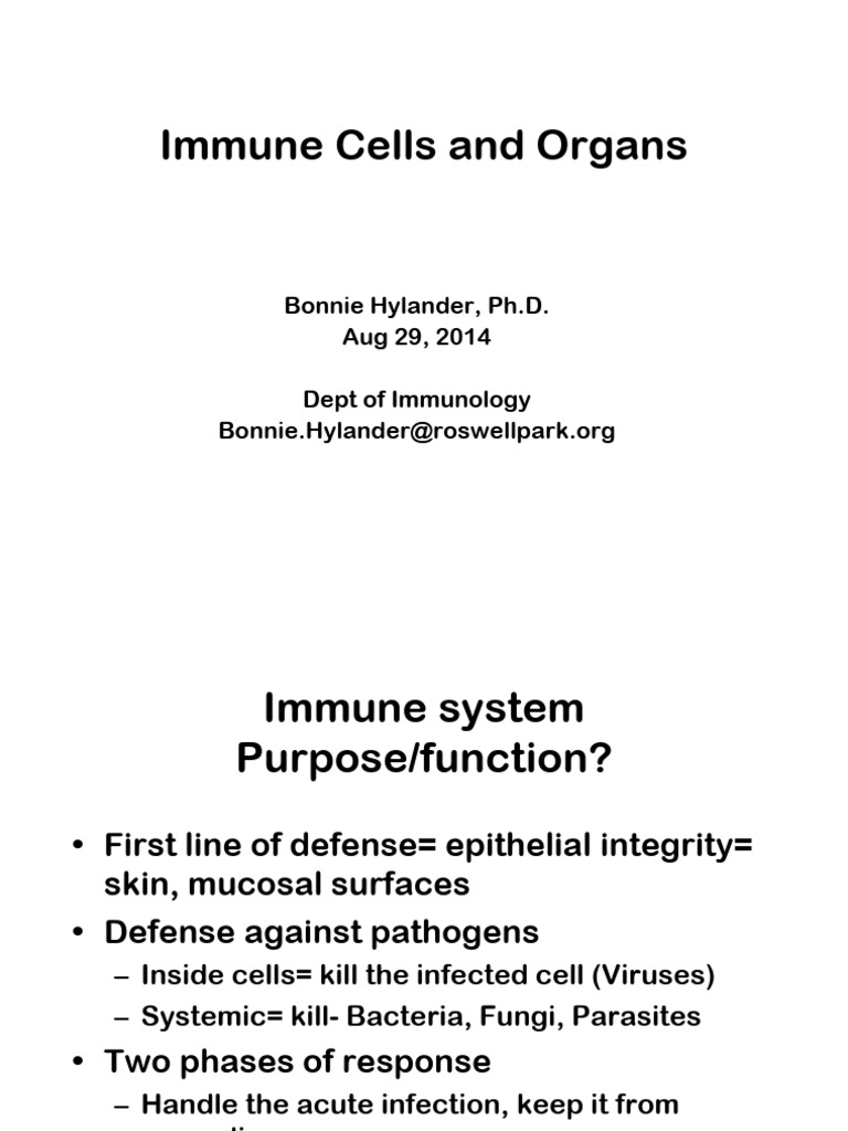 Hylander 2014 Intro To Immunol Rpci Aug 28 Cells and Tissues Lecture ...