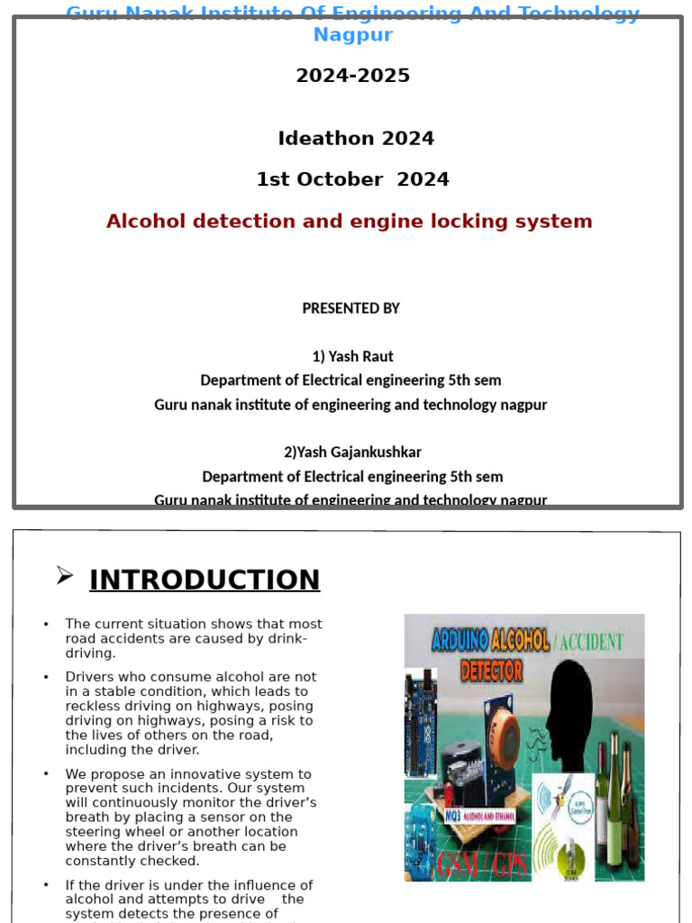 Alcohol Detection Engine Lock System | PDF | Arduino | Driving
