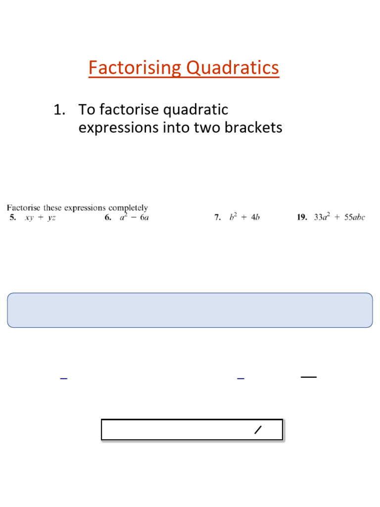 Factorising Quadratic Expressions Guide | PDF