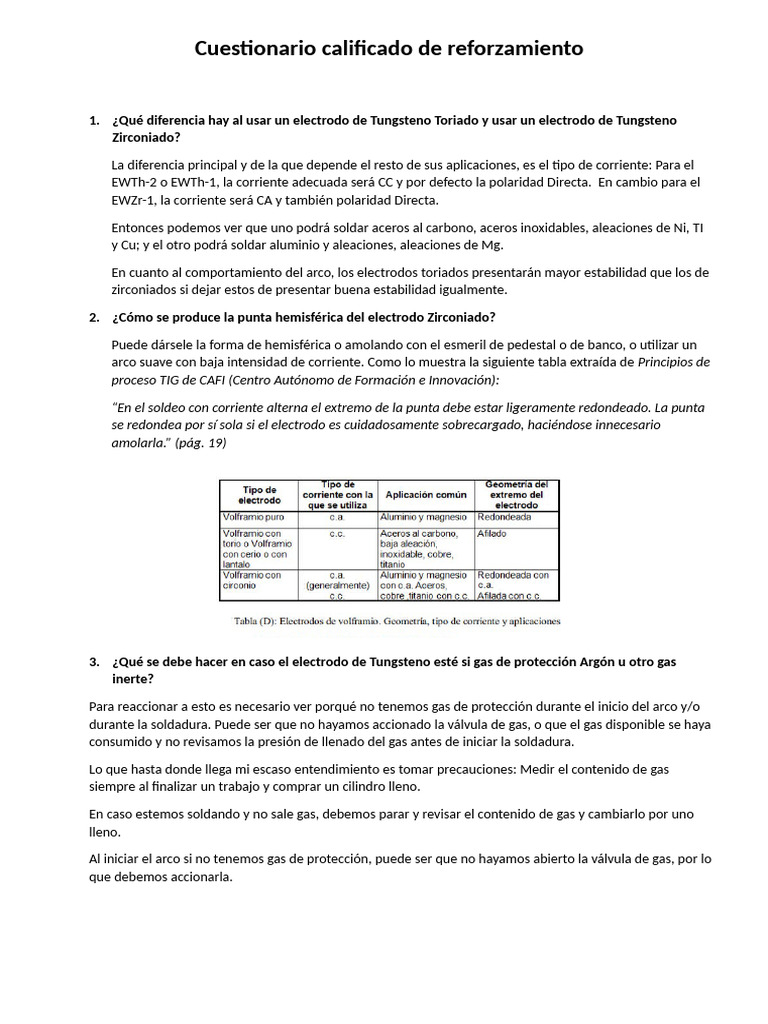 Cuestionario Calificado de Reforzamiento | PDF