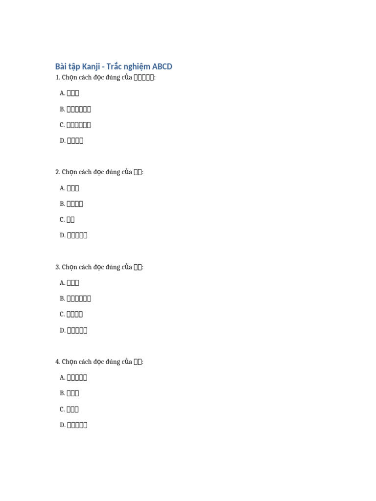 Bai Tap Kanji ABC Final | PDF