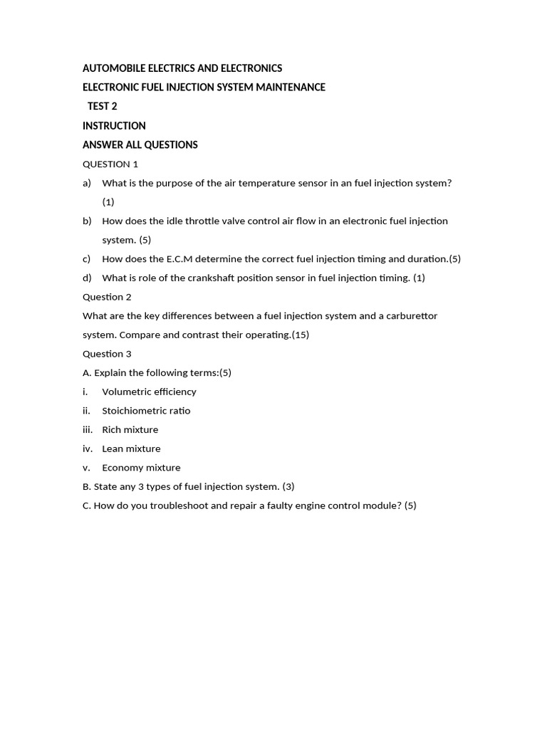 Fuel Injection System Maintenance Guide | PDF