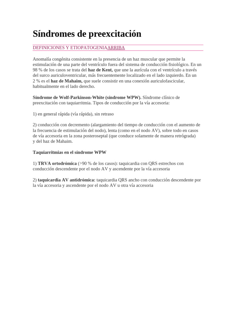 Síndromes de Preexcitación y WPW | PDF