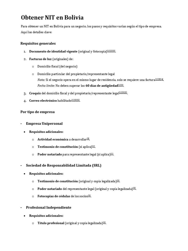 Obtener NIT en Bolivia | PDF