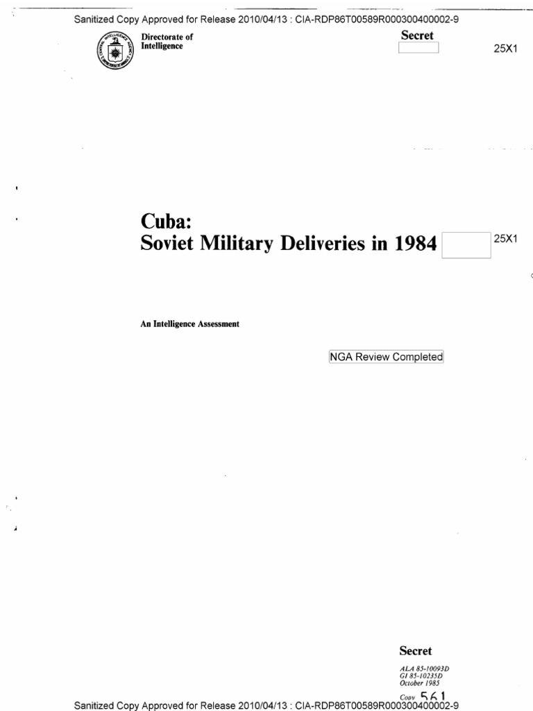 CIA-Cuba-Soviet Military Deliveries in 1984-OCT 1985 | PDF
