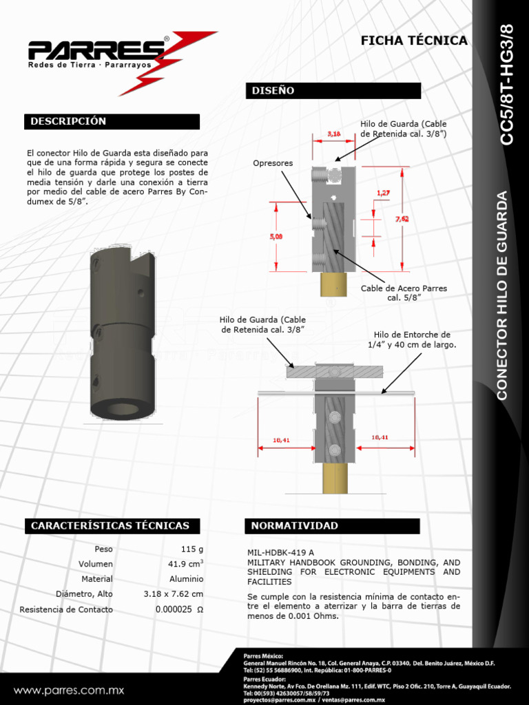 Conector Hilo de Guarda 5/8" Media Tensión | PDF | Equipo eléctrico ...