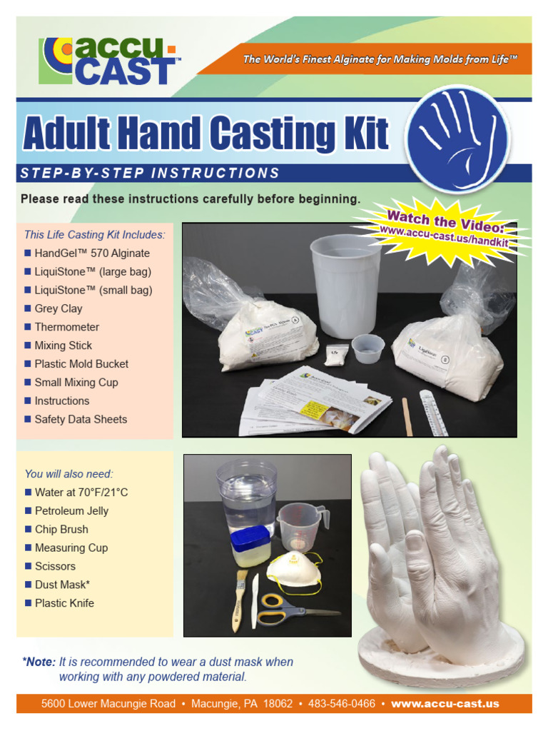 Adult Hand Cast Kit Instructions | PDF | Casting | Materials