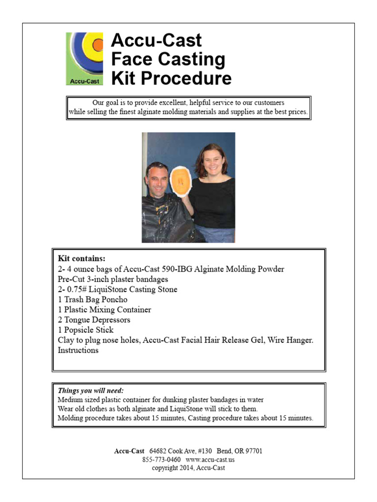 Face Casting Kit Instructions | PDF | Plaster | Casting