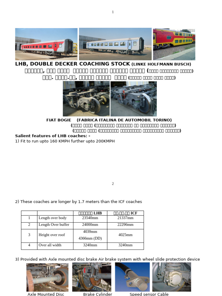 LHB Coach Features and Troubleshooting Guide | PDF | Brake | Vehicles