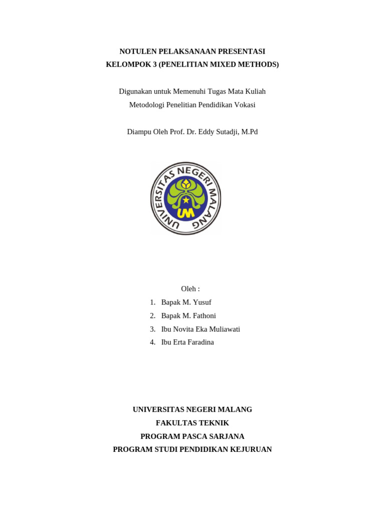Notulen Presentasi Penelitian Mixed Methods | PDF