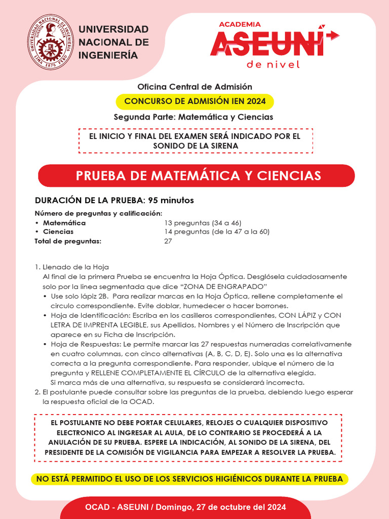 Simulacro IEN UNI - Segunda Parte - 27 Octubre | PDF