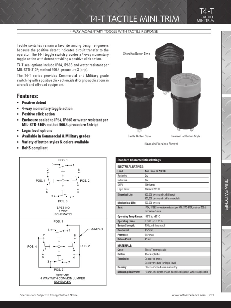 T4-T Mini Trim Switches Catalog Page | PDF | Switch | Electrical ...