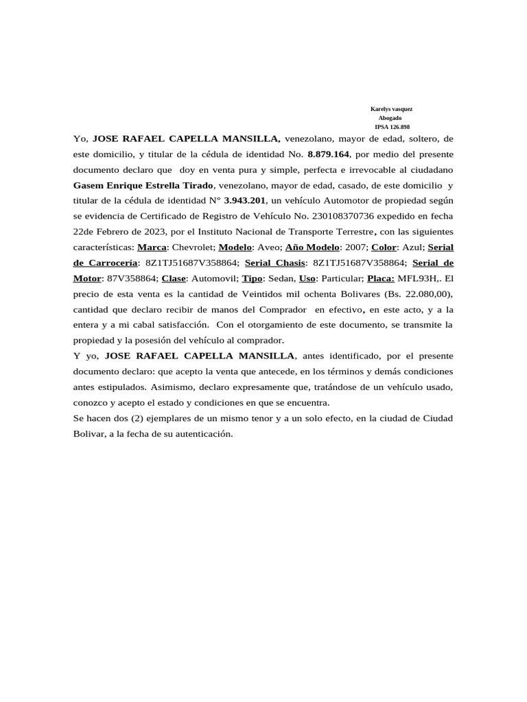 Modelo Venta de Vehiculo | PDF