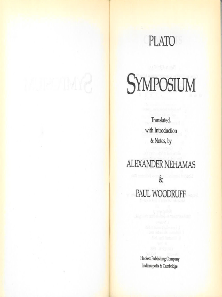 Plato, Symposium (Tr. Nehamas and Woodruff) | PDF | Symposium (Plato ...