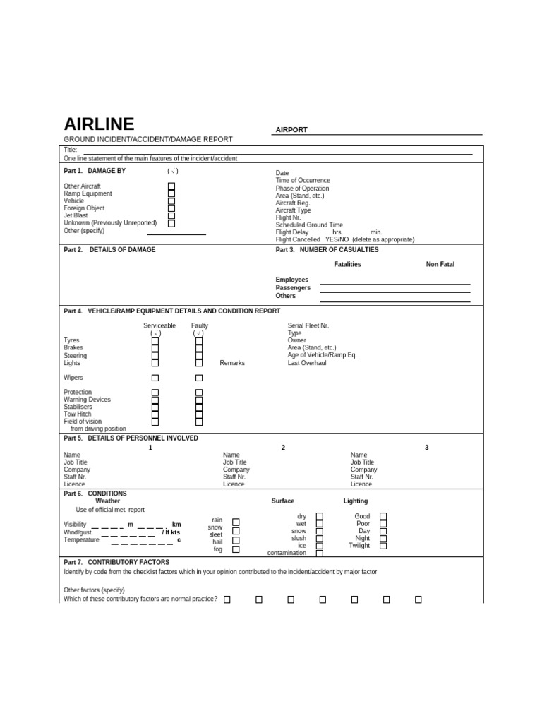 Ground Incident Report for Airlines | PDF | Vehicles | Aviation