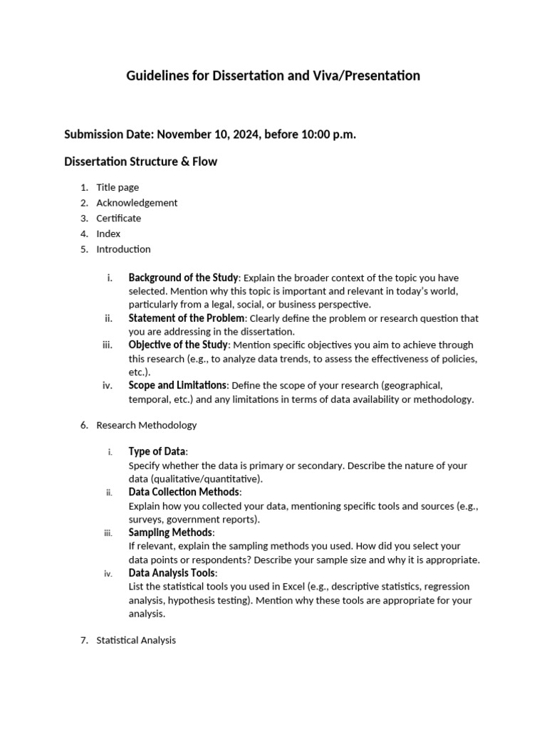 Guidelines for Dissertation and Viva[1] | PDF | Statistics | Data