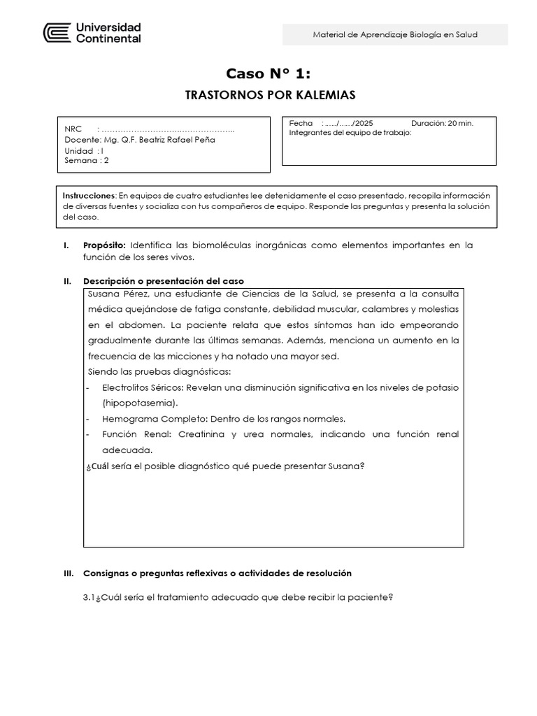Caso 1 - Kalemia - Respuesta | PDF | Potasio | Química