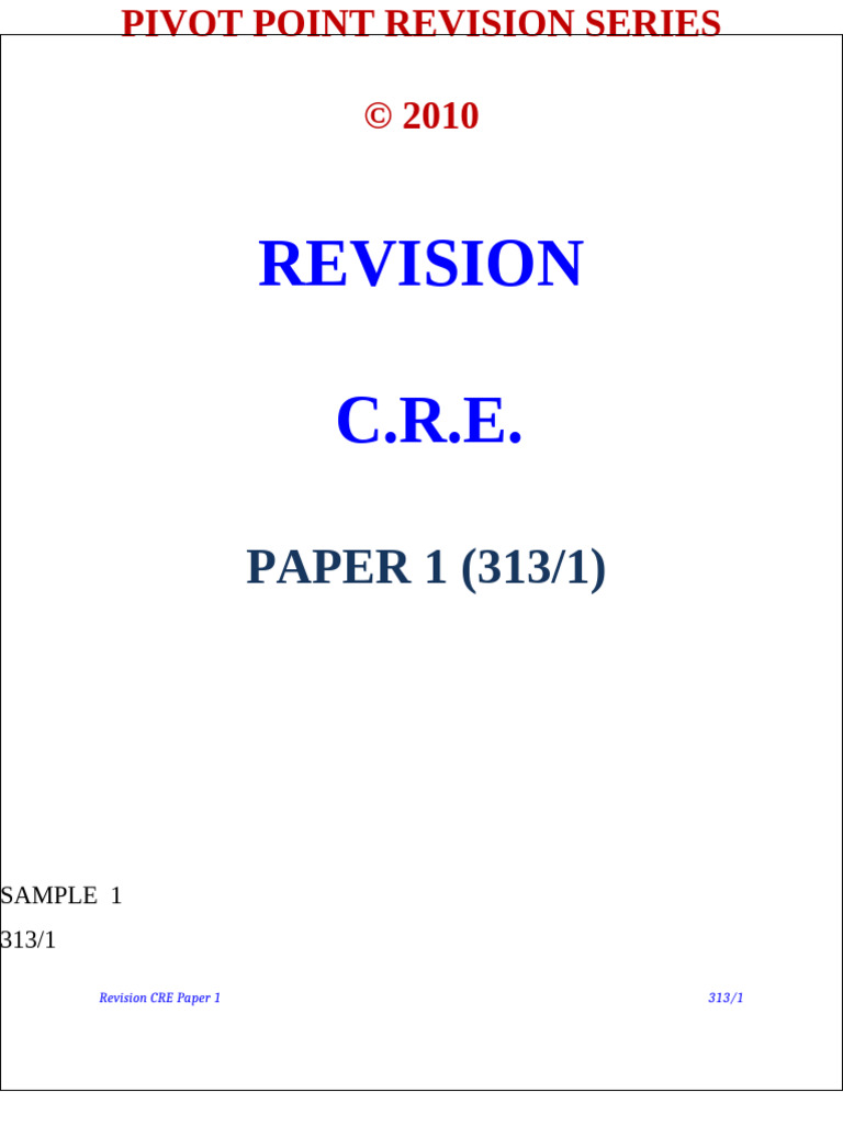 1_CRE_PAPER_1_REVISION_BOOKLET_doc | PDF | The Exodus | Yahweh