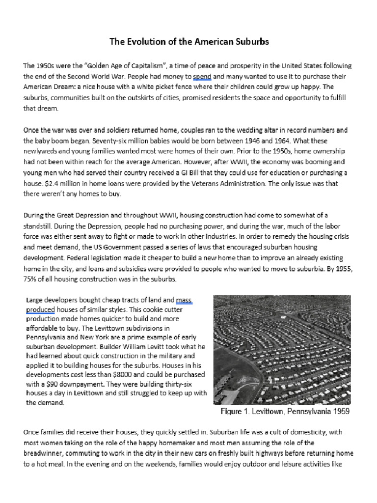 Evolution of American Suburb Student Activity | PDF