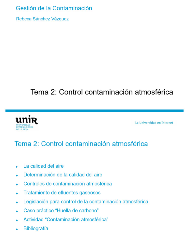 02 - Tema2 Presentación Tema 2 | PDF | La contaminación del aire | Contaminación