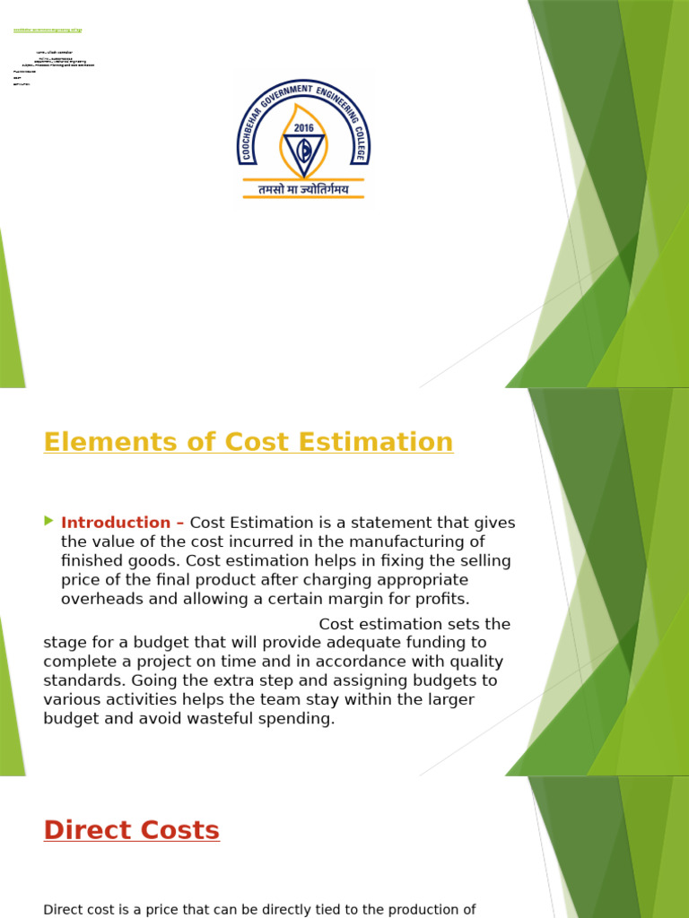 Process Planning and Cost Estimation - 34900720015 | PDF | Cost | Cost ...