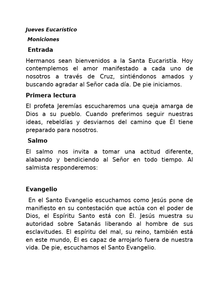 Jueves Eucarístico | PDF | eucaristía | Cristo (título)