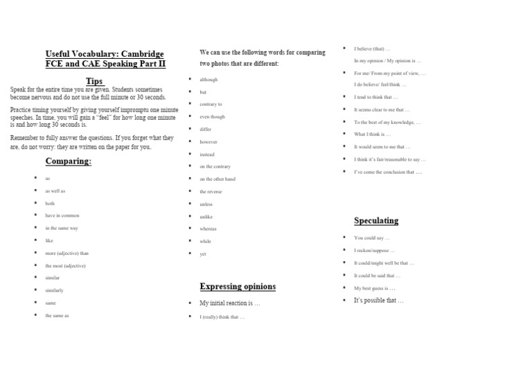 CAE and FCE Speaking Part 2 | PDF | Linguistics | Human Communication