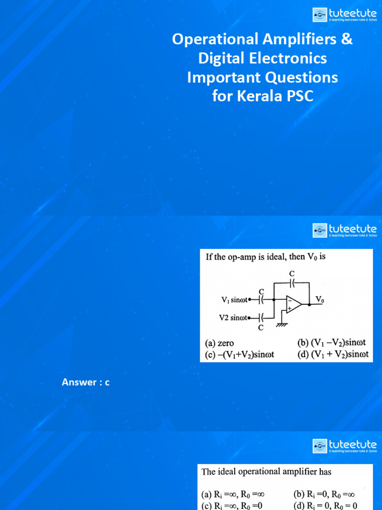 Operational Amplifiers Digital Electronics Important Questions | PDF