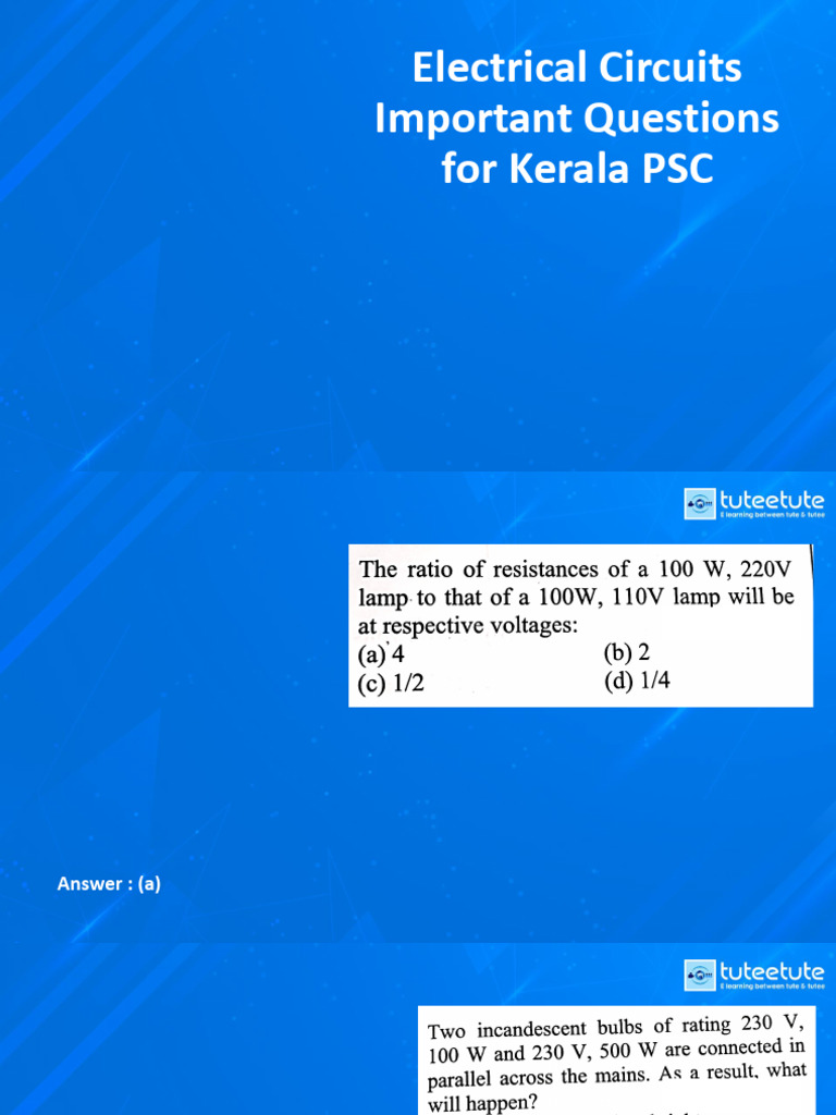 Kerala PSC Electrical Circuits Q&A | PDF