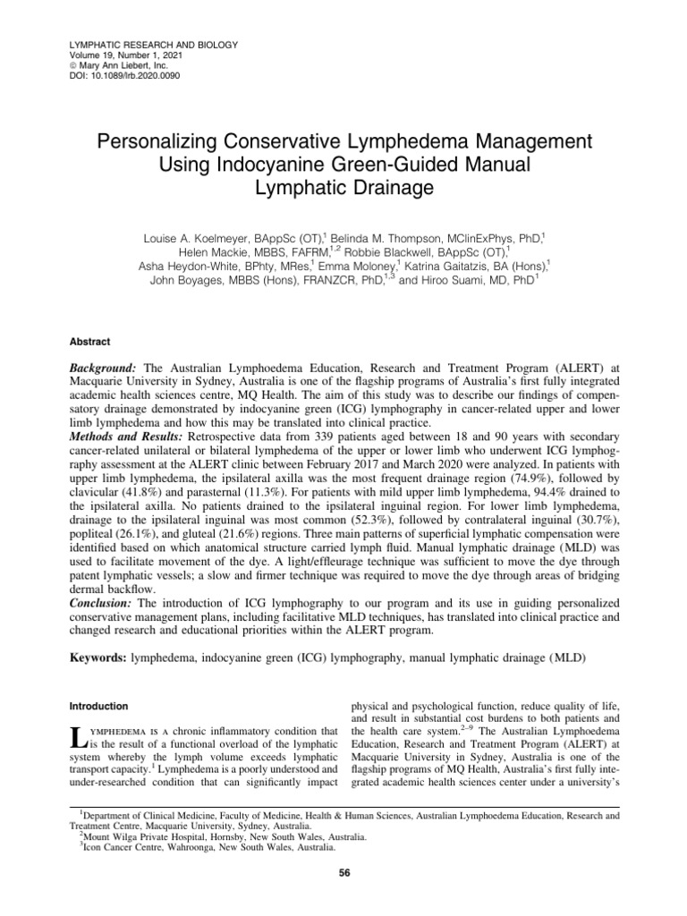 ICG-Guided Lymphedema Management Techniques | PDF | Medical Specialties ...