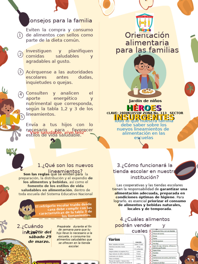Díptico Alimentación Saludable | PDF | Alimentos