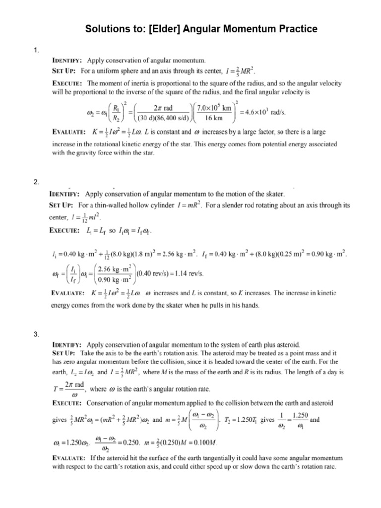 (Elder) Solutions - Angular Momentum Practice | PDF