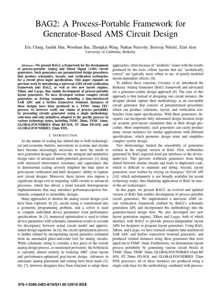 BAG2 A Process-Portable Framework For Generator-Based AMS Circuit ...