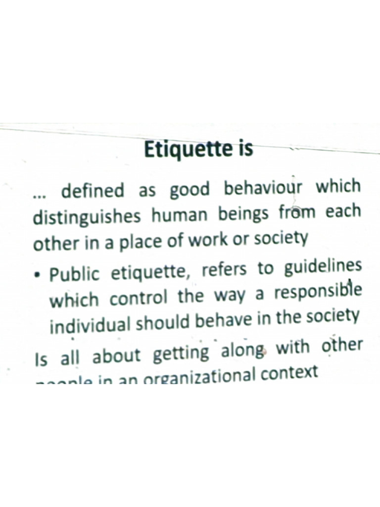 ETIQUETTE | PDF