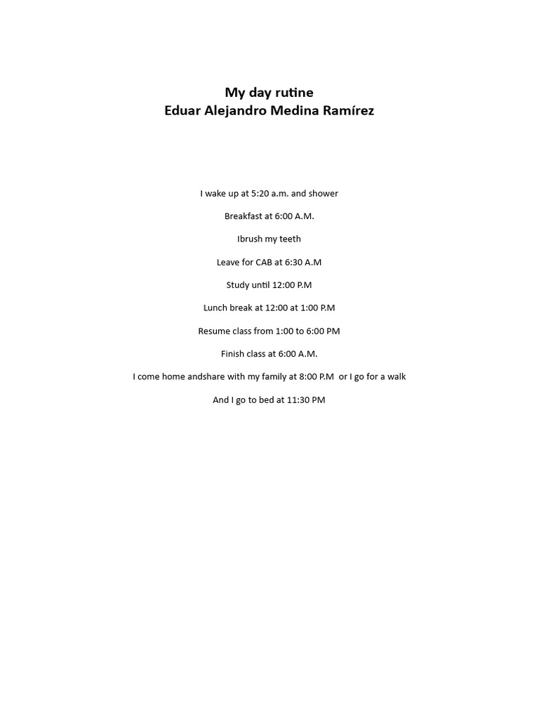 My Day Rutine | PDF